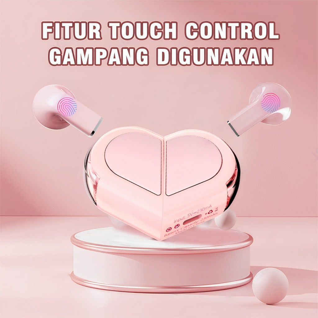 Women Cute Gift Heart Wireless Bluetooth Earphones With Mic Rotatable ...