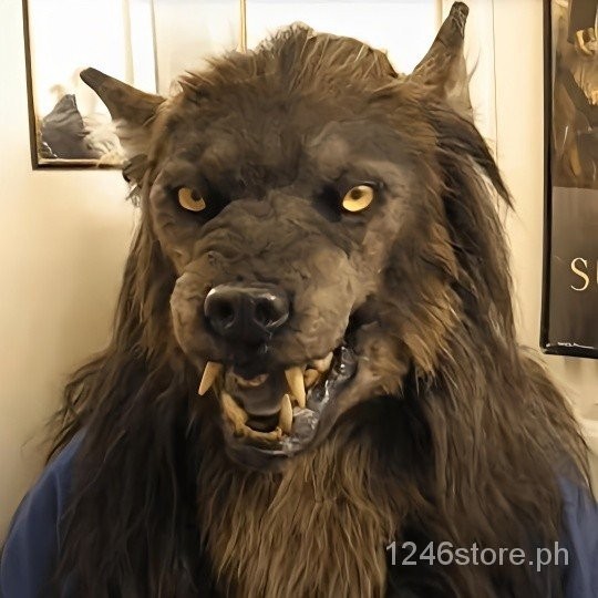 Halloween Horror Scary Ghost Face Latex Animal Wolf Head Cover Stage ...