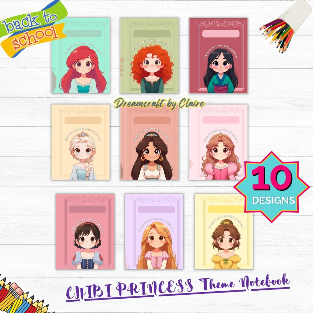 PREORDER CHIBI DISNEY PRINCESS - Themed Notebooks for Kinder, Nursery ...