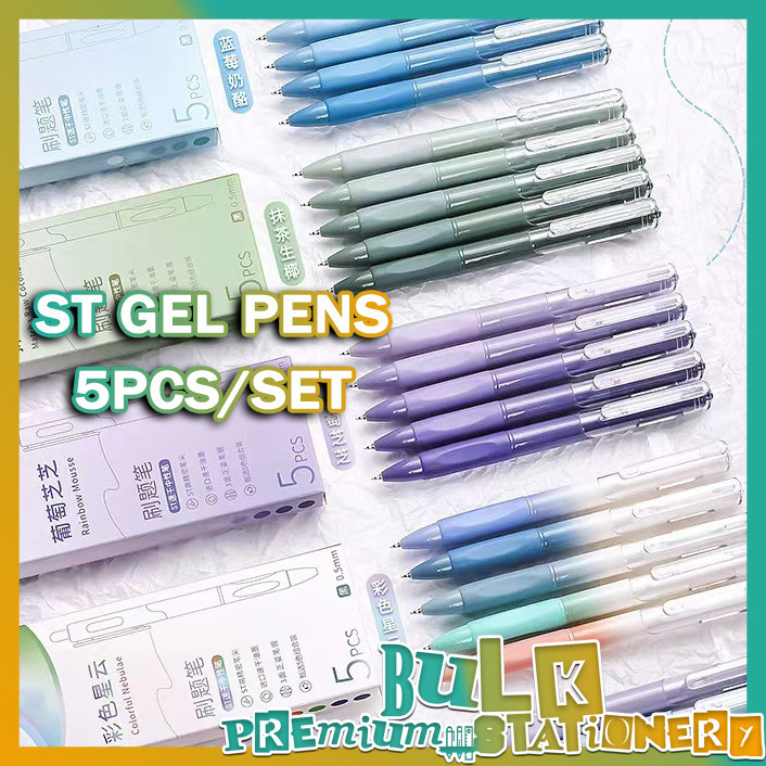 BULK Sign Pen 5pcs/set 0.5mm Nib Gel Pens High Quality Stationery Black ...