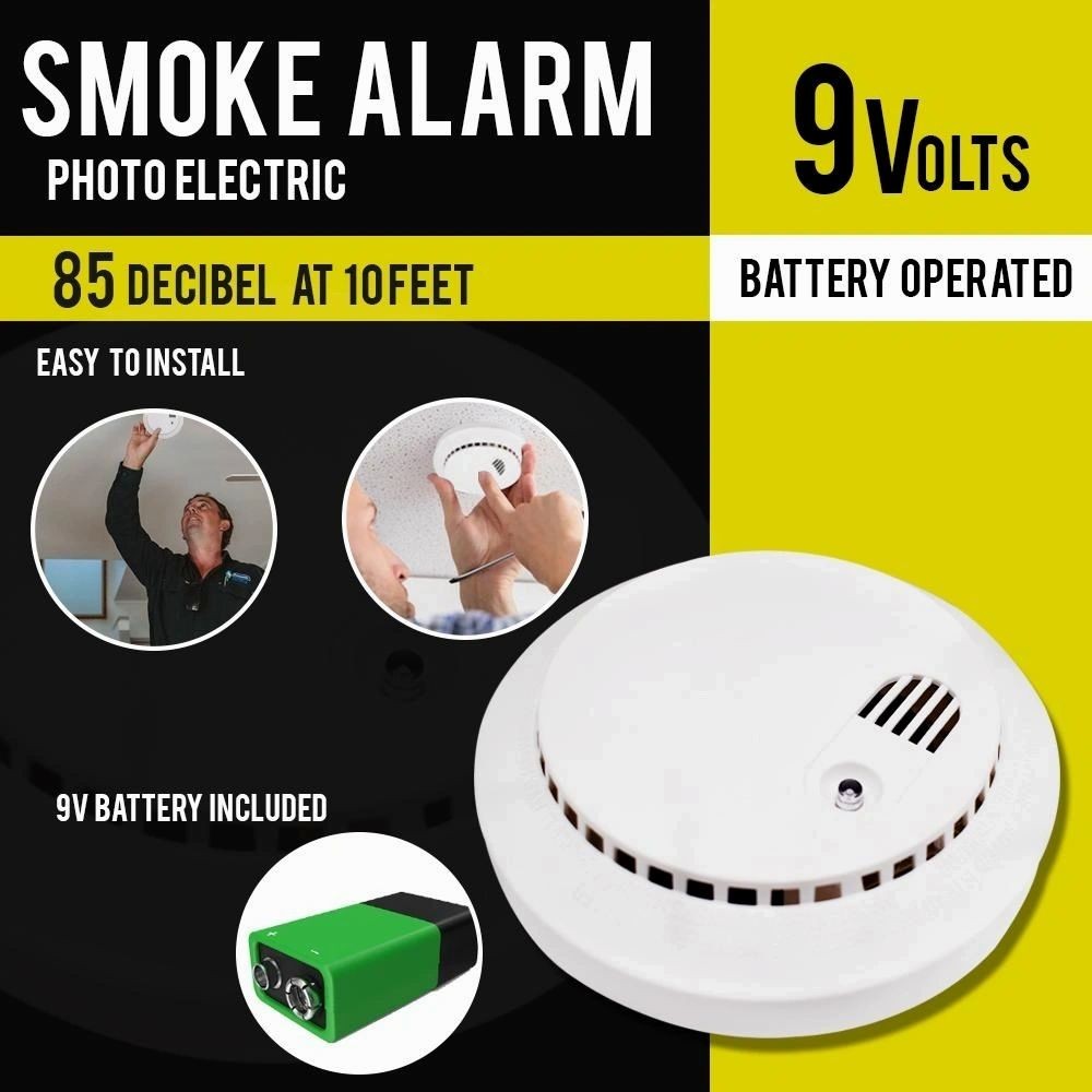 Smoke Detector Fire Alarm 9 V Battery Operated Smoke Detector Emergency ...
