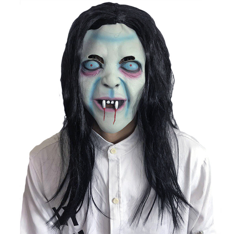 Halloween Horror Witch Mask Long Hair Curse Sadako Ghost Face ...