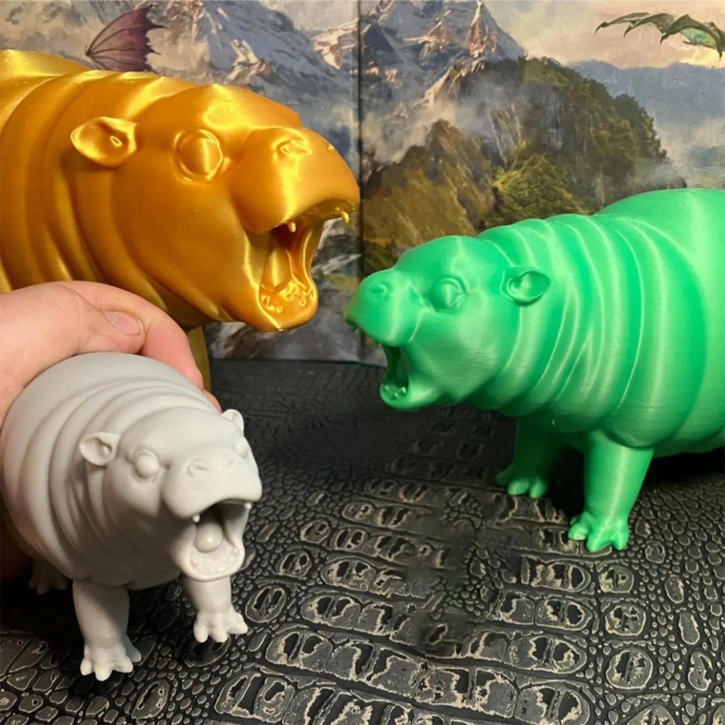 Moo Deng Hippo Decor Figure Resin Hippopotamus Sculpture Figurine Home ...