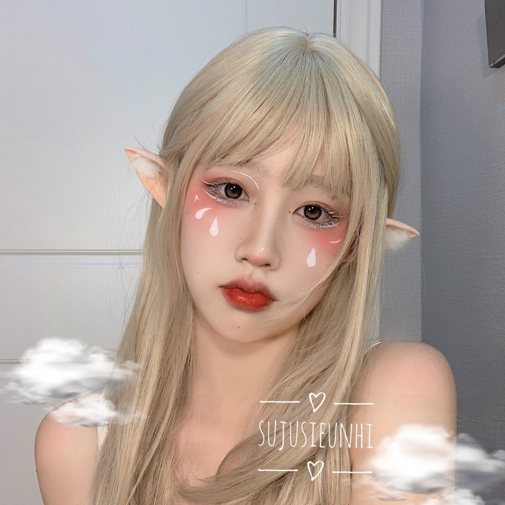 1 pair of elf fake ears with cotton cosplay elf, ice and snow spirit ...