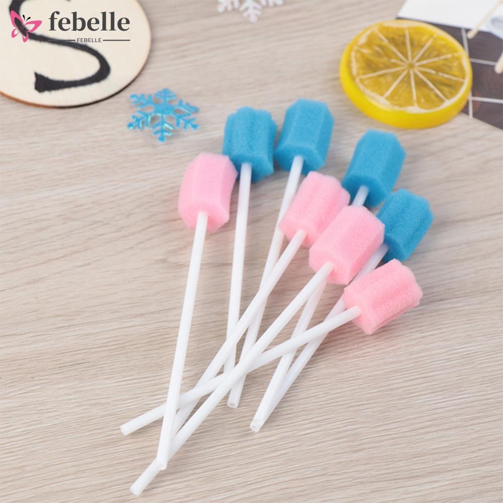 FEBELLE 100Pcs Disposable Oral Care Sponge Swab Tooth Cleaning Mouth ...