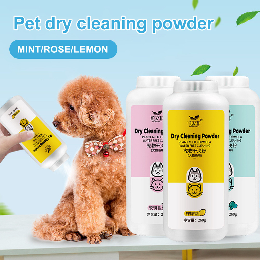 260g Pet Dry Cleaning Powder Anti Tick and Fleas Puppy Grooming Healthy ...