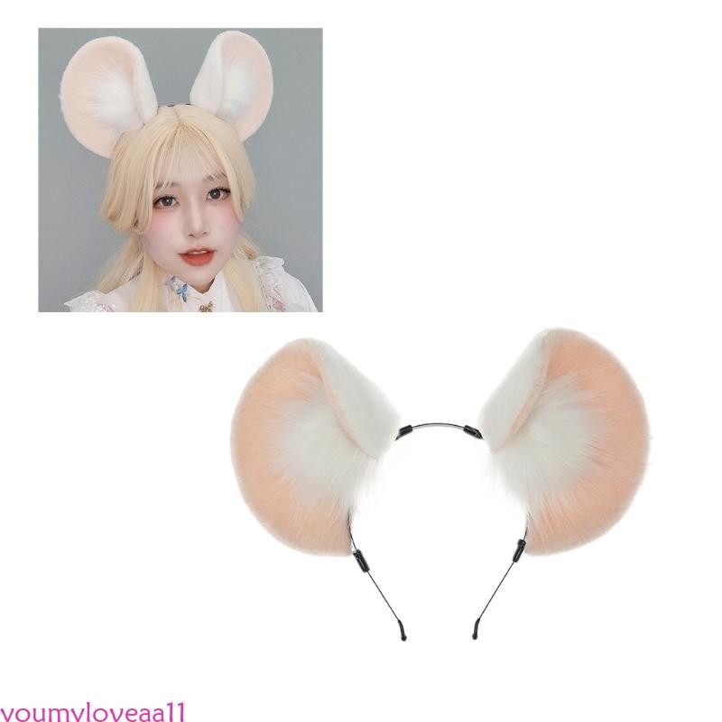 youmyloveaa Mouse Ear Headband Round Ear Headband Plush Mouse Ears ...