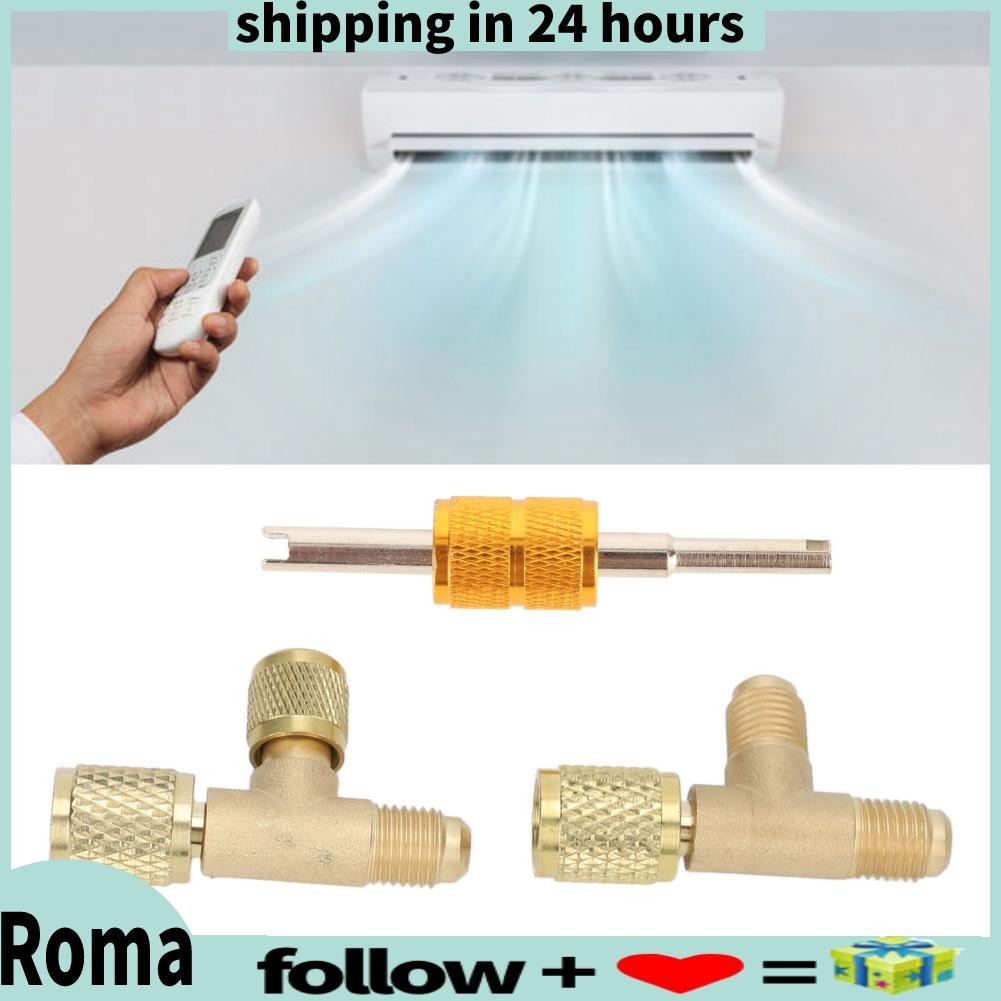 Romanticshop 1/4in Valve Core Brass Tee Adapter Quick Coupler Access ...