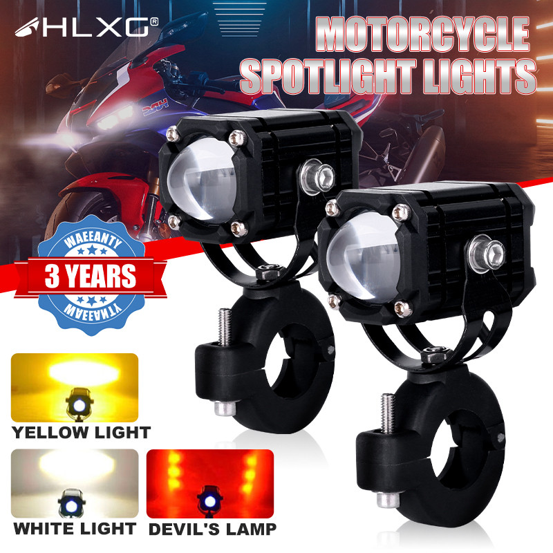 2pcs Motorcycle Spotlight Projector Lens Dual Color 60w mini LED ...