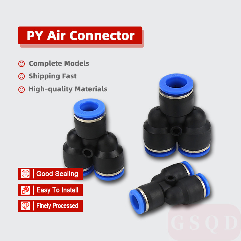 Py Pneumatic Trachea Joint Y-Type Tee Quick Plug Joint PBT Plastic ...