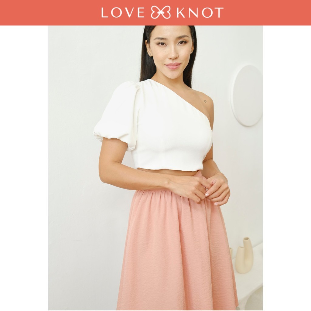 Daena Toga Puffed Sleeves Top (White) | Shopee Philippines