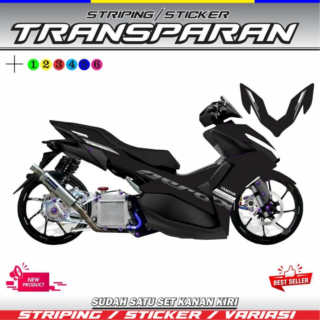 LIS SIMPLE TRANSPARENT STRIPING STICKER AEROX CONNECTED 155 NEW NVX VVA ...