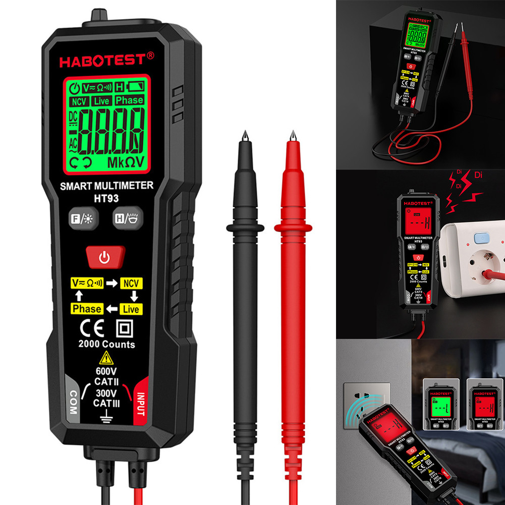 HT93 Digital Multimeter, Automatic Range, 2,000 Counting, Voltmeter ...