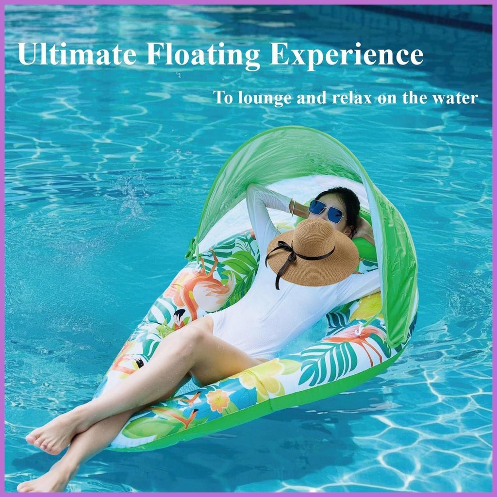Canopy Pool Float Pool Raft Inflatable Raft with Shade for Swimming ...
