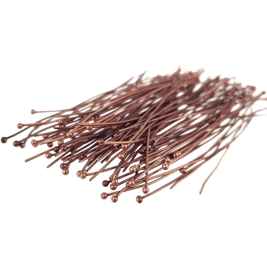 Antique Copper Brass Long Ball Head Pins for Jewelry Making, Earrings ...