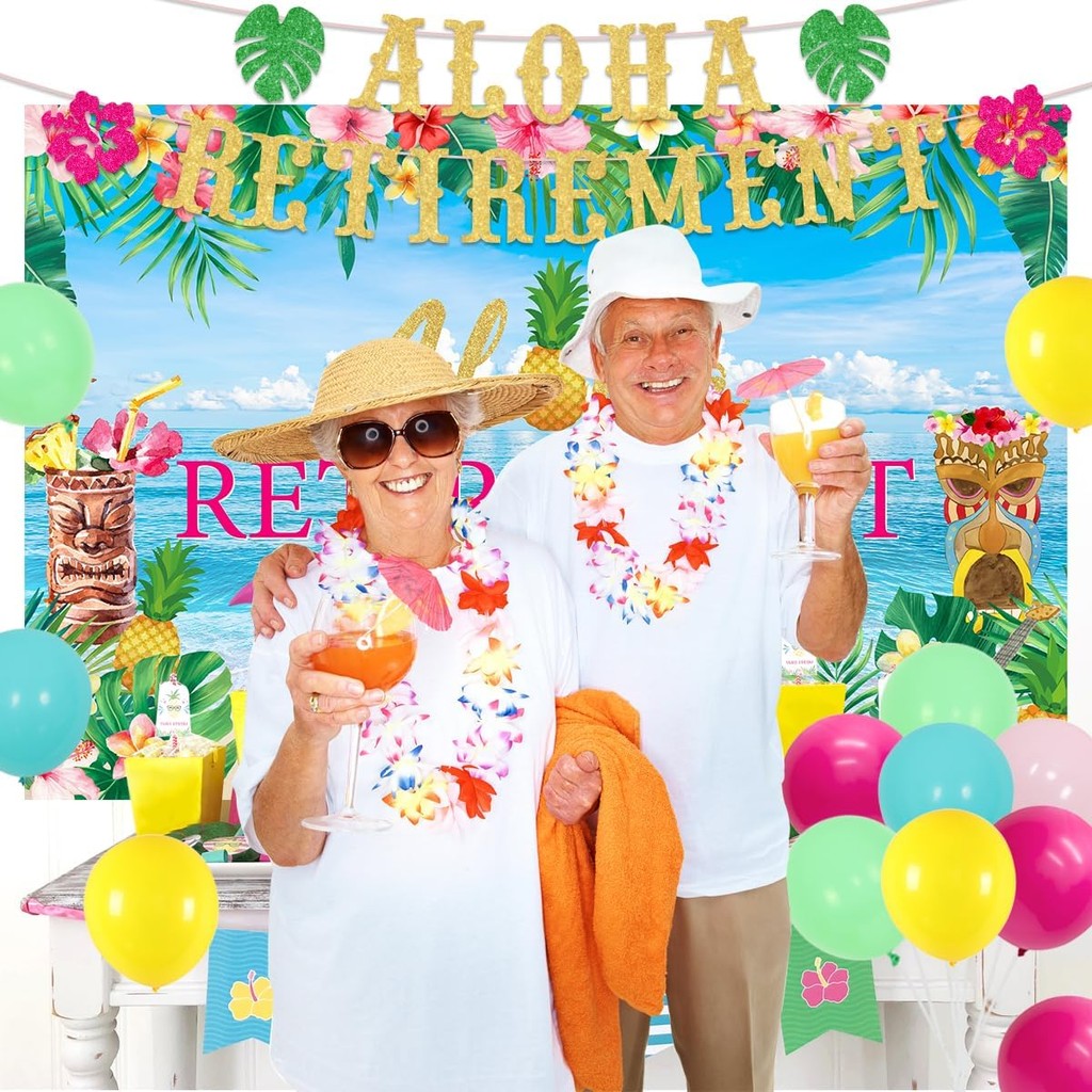 Tropical Retirement Party Decorations, Hawaiian Flamingo Summer Beach ...