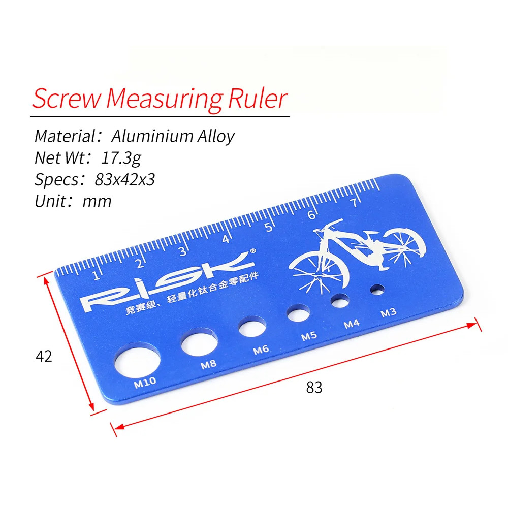 RISK mini Bike Screw Measuring Ruler Portable Bicycle Tools Titanium ...