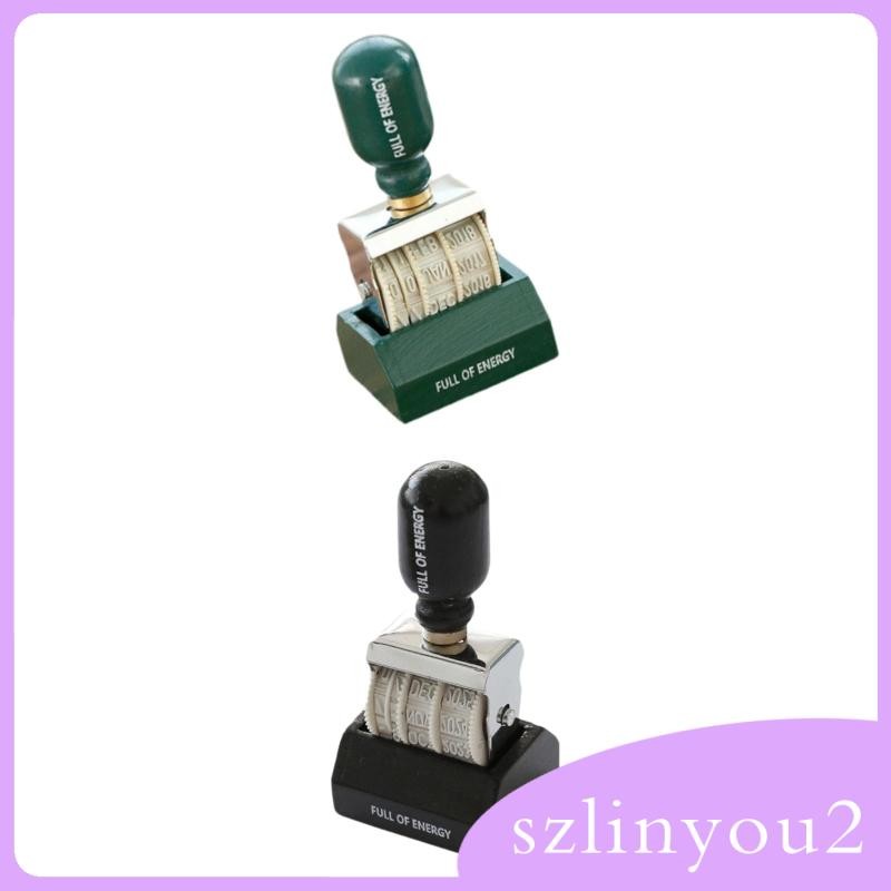 [szlinyou2] Date Stamp with Wooden Handle and Base Portable Date ...