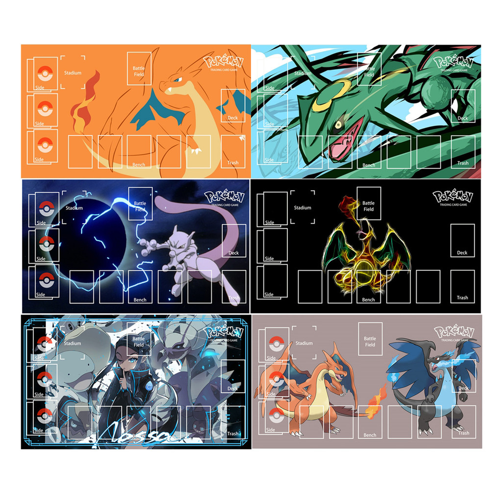 600X350X2mm Diy Ptcg Charizard Mewtwo Card Battle Mat Ptcg Lucario Single Player Board Game Card ...
