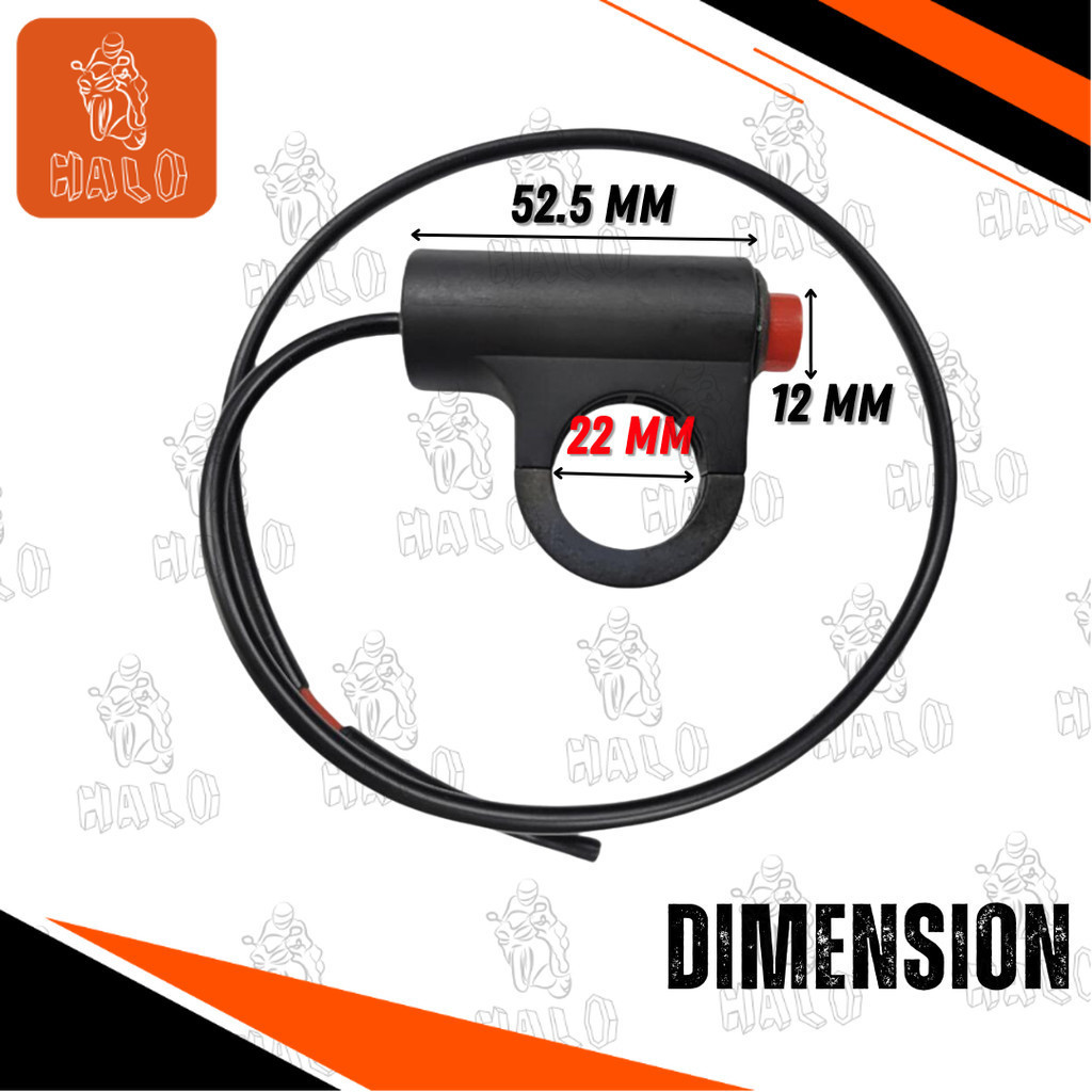 [HALO MOTORS] HAZARD SWITCH CLAMP TYPE UNIVERSAL ON/OFF SIGNAL PUSH ...