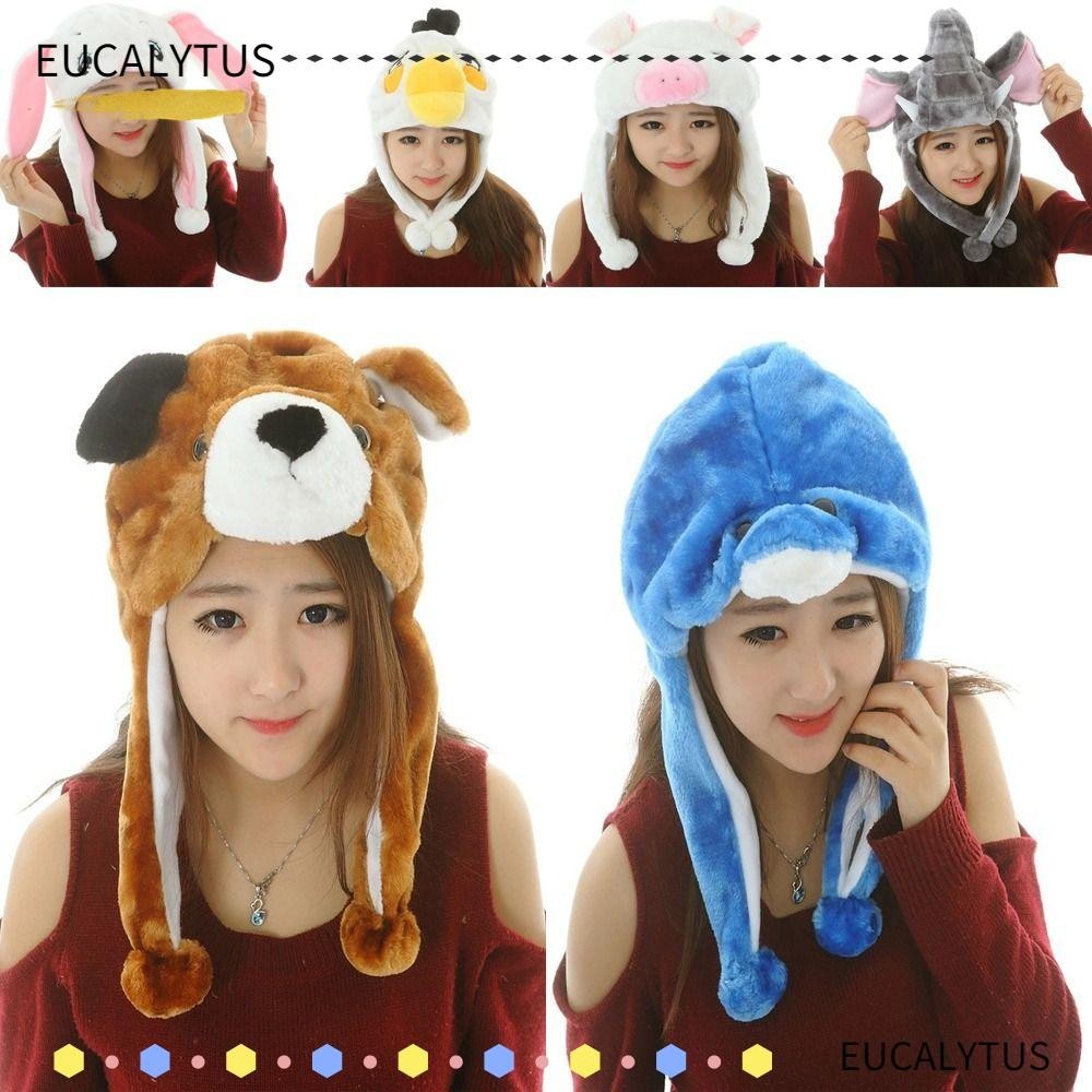 EUTUS Animal Earflap Hat, Cartoon Animal Plush Moving Hat, Bomber Hat ...