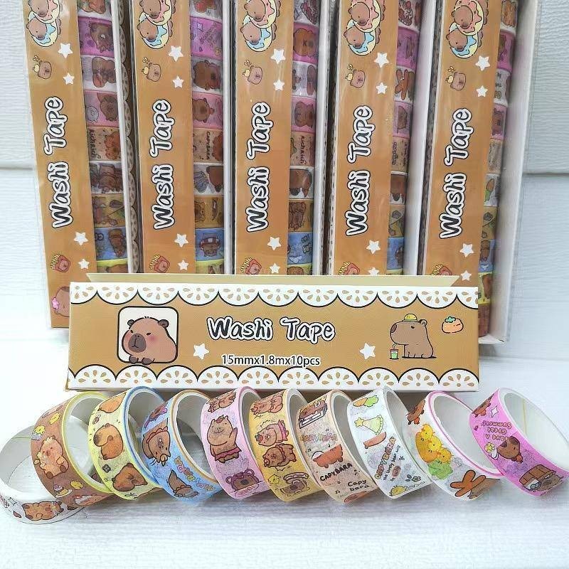 10Roll/Pack Capybara Washi Tape Cartoon Sticker Student Creative ...