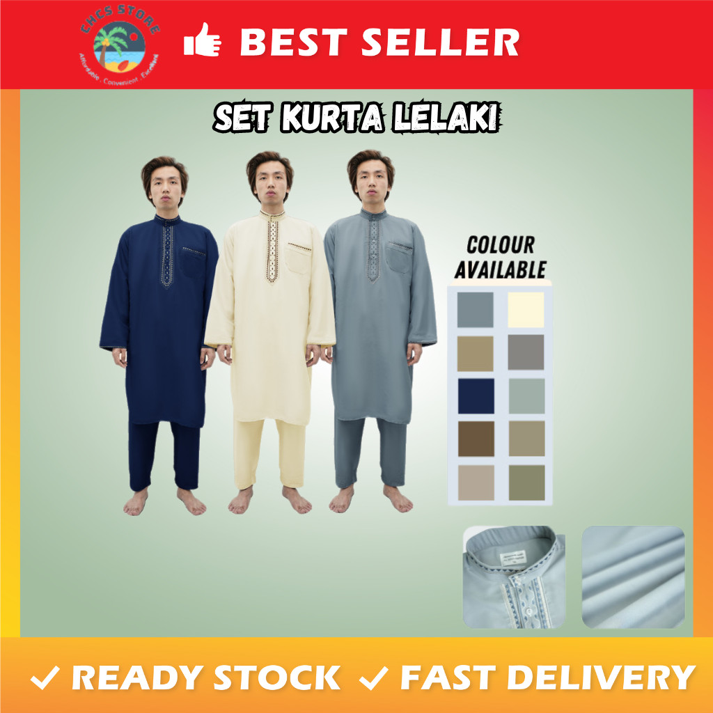 Baju Melayu Modem SlimFit Long Sleeve Man Set Kurta Men Embroidery 2 ...