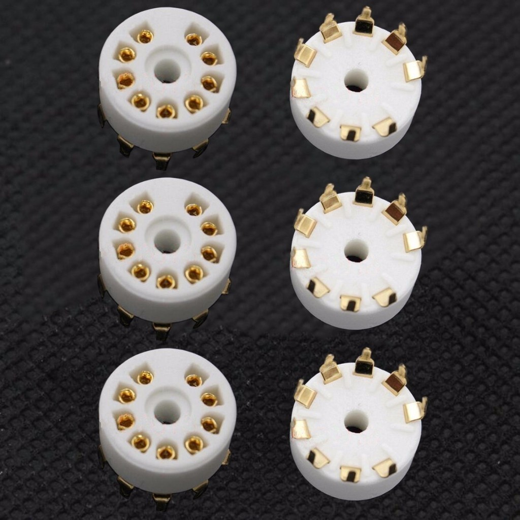 6pcs 9Pin Gold Plated PCB Mount Ceramic Tube Socket For 12AX7/12AU7 ...