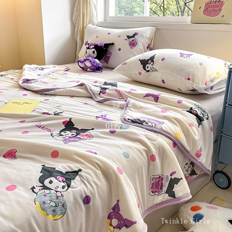 Kuromi Cinnamoroll Summer Quilt Cartoon Soft Cotton Thin Comforter ...