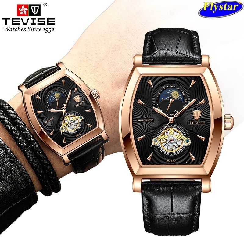 Swiss Certified Genuine TEVISE Genuine Leather Watch New Style Star ...