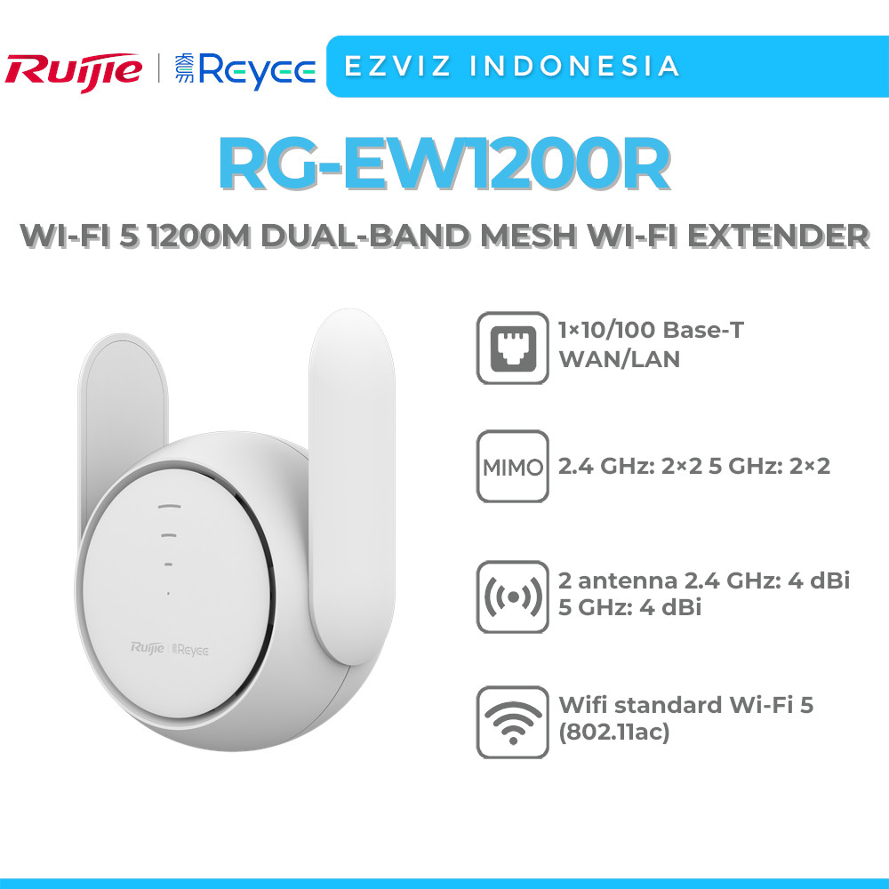RUIJIE REYEE RG-EW1200R WI-FI 5 1200M DUAL-BAND MESH WI-FI EXTENDER ...