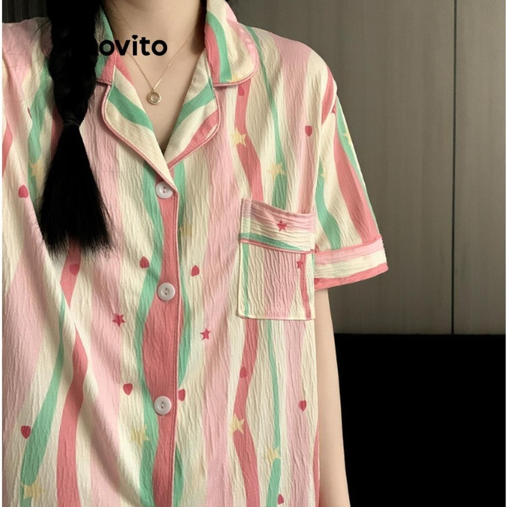 Lovito Women Plain Pattern Pajama Set LNA70361 | Shopee Philippines