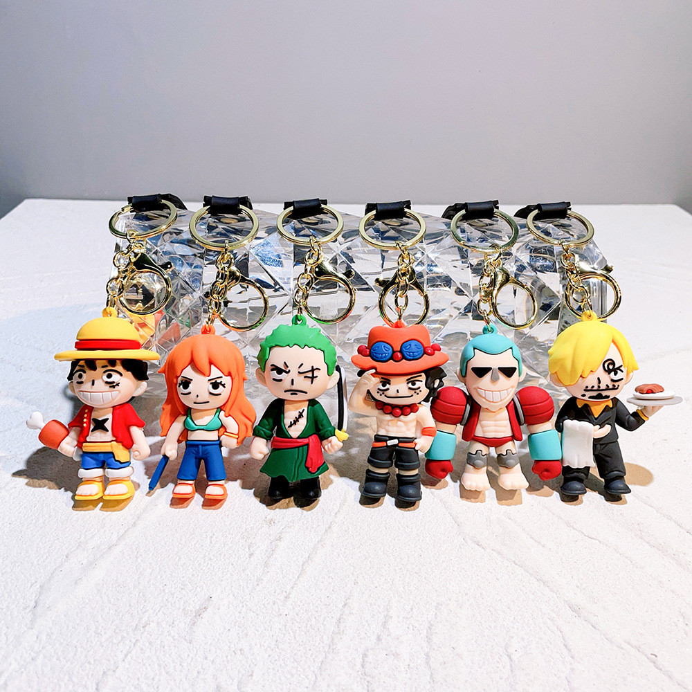 2024 One Piece Keychain Luffy Nami Ace Zoro Keychain Dragon Ball Doll ...