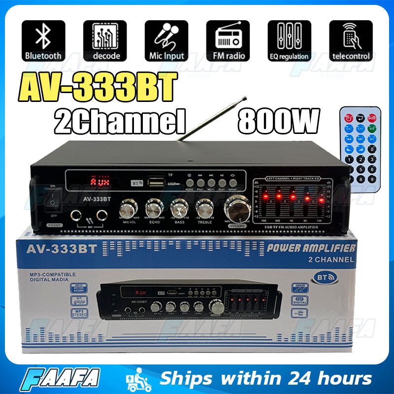 12V 220V 800W 2channel HIFI Bluetooth5.0 power amplifier AV-333BT Car ...