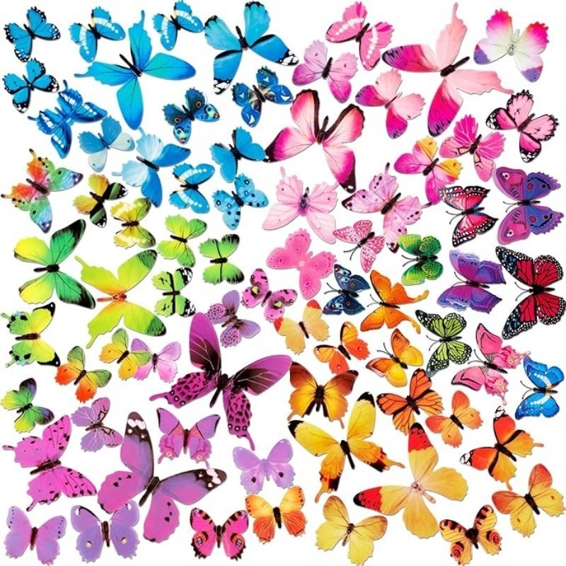 【Butterfly Collection】12/32/40Pcs Butterfly Wall Decor Plastic ...