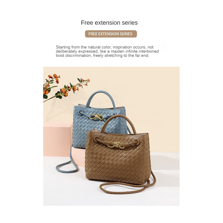 Small Woven Bag PU Leather Women Handbag Fashion Large-Capacity Hand ...