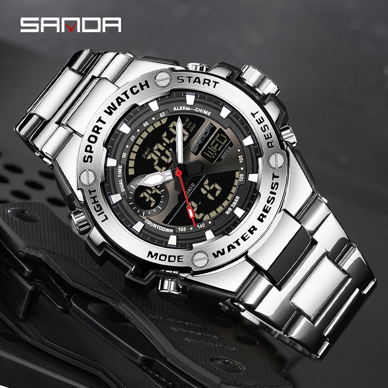 SANDA New Multifunctional Trendy and Versatile Outdoor Waterproof High-end Quartz Electronic Men ...