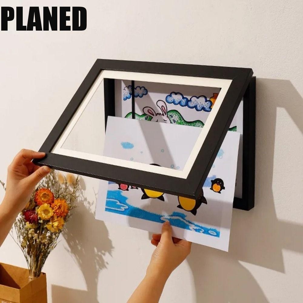 PLANED Kids Art Frames, A4 Paper Magnetic Front Open Wooden Flap Photo ...