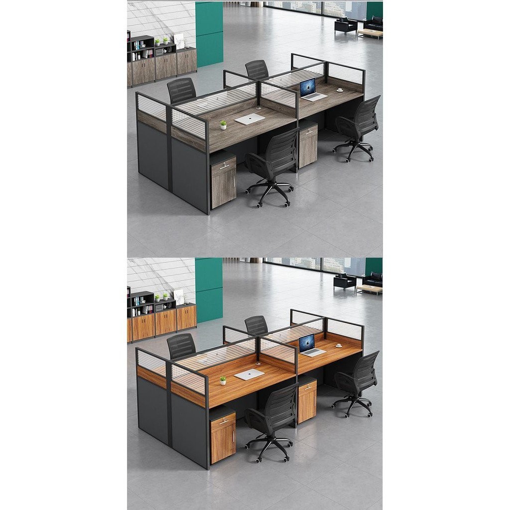 Desk Office Table and Chair Combination Station Desk Staff Table Single ...