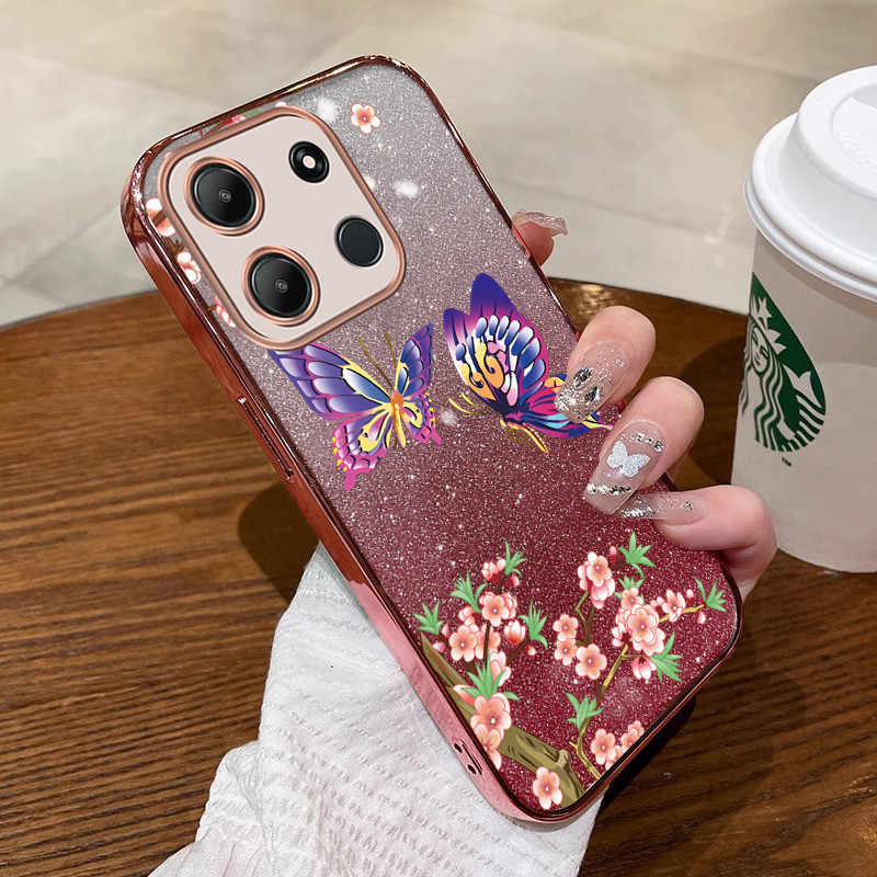 Casing for vivo y28 prime Phone case shiny soft gold border transparent ...