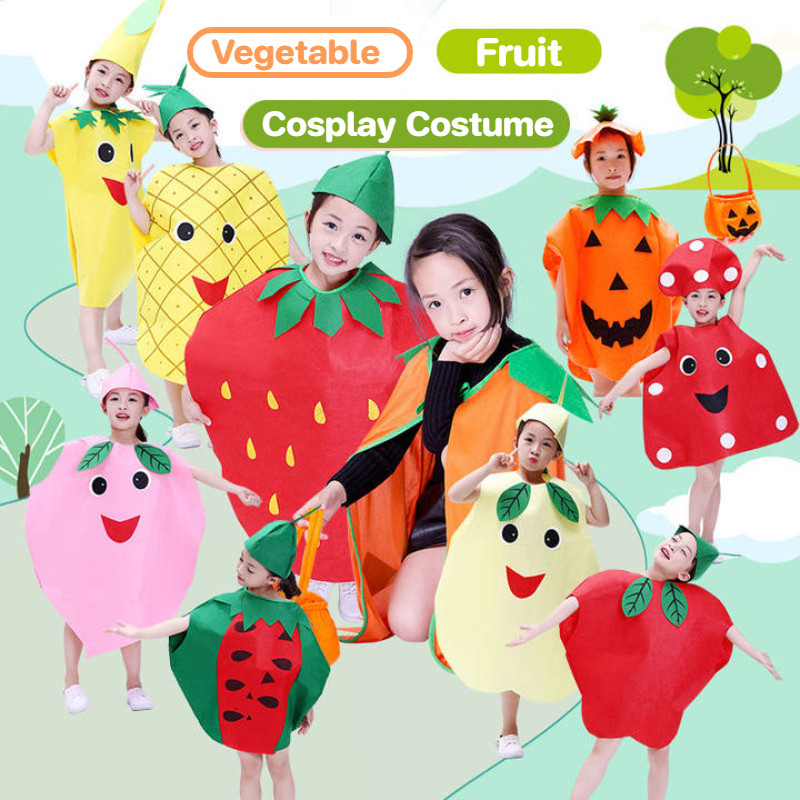 100-140CM Kids Vegetable Fruit Cosplay Costume Halloween Christmas Cosplay Dress Up Pretend Game ...