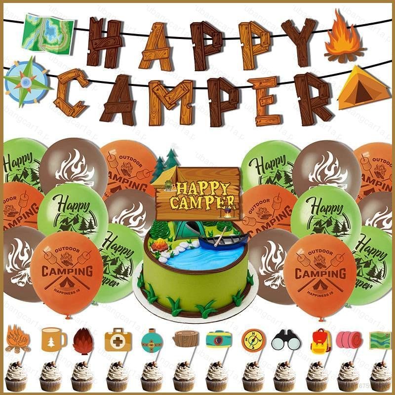 camping happy camper Theme kids birthday party decorations banner cake ...