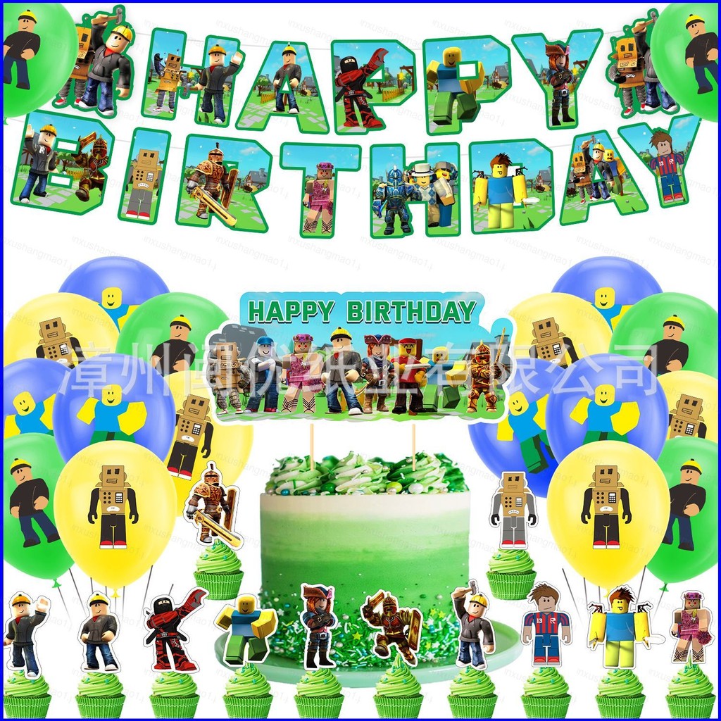 ZX Roblox Theme kids birthday party decorations banner cake topper ...