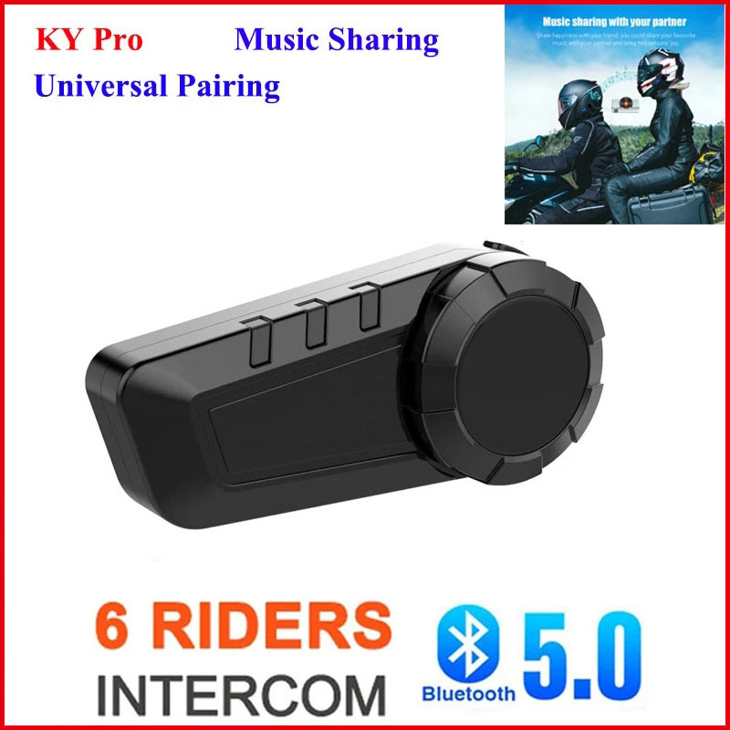 Original KY PRO Bluetooth 5.0 Motorcycle Intercom Helmet Headset 1000M ...