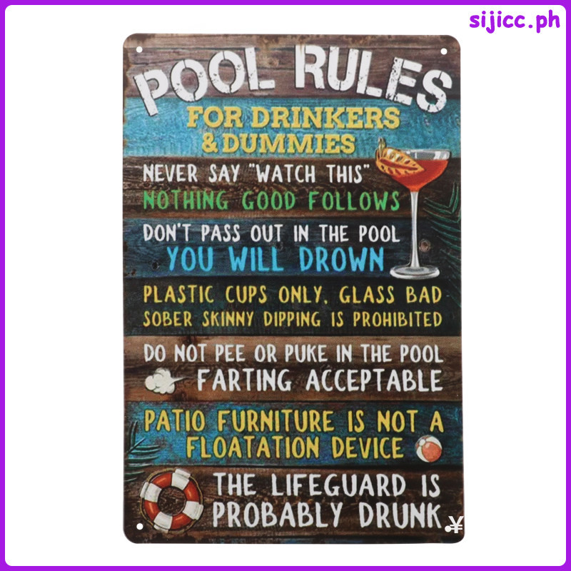 Retro Swimming Logo Hot Tub Sign Pool Rules Signs Outdoor Decorations ...