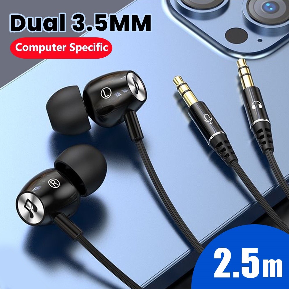 2.5M Dual Plug Hole Game Live Streaming Computer Headphones Wired In ...