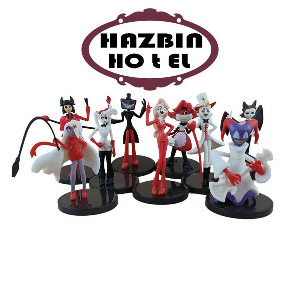 9Pcs Hazbin Hotel Characters Alastor Clown Lucifer Charlie PVC Action ...
