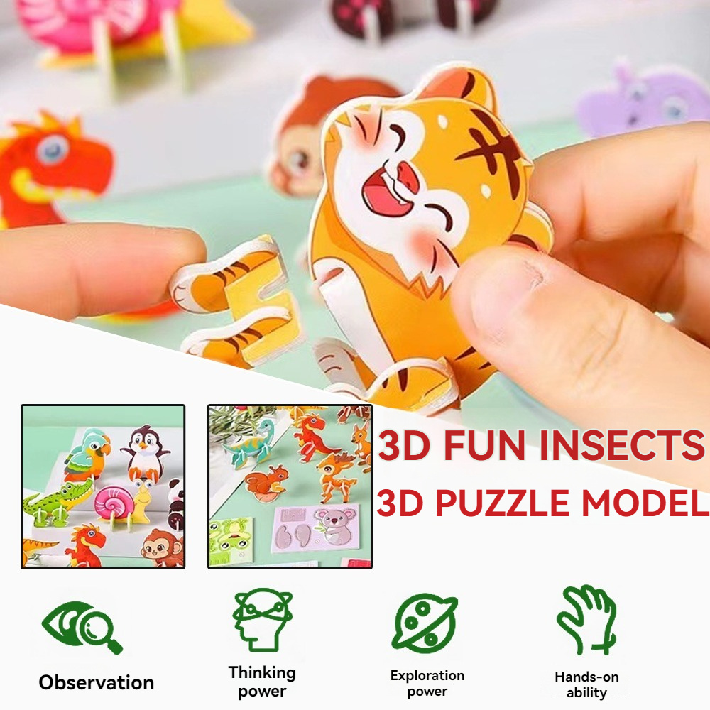 30Pcs Kids 3D Paper Puzzles DIY Handmade Educational Toys Cartoon ...