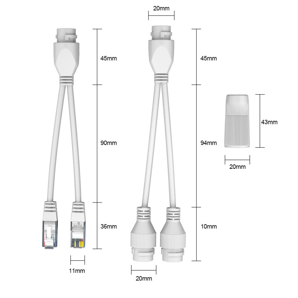 Waterproof Ethernet PoE Splitter Combiner Adapter Run 2 IP Cameras on 1 ...