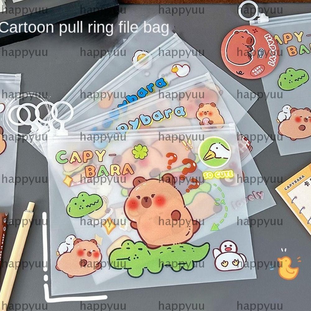 HAPPYUU Capybara File Bag, Cute Cartoon Light Test Paper Storage Pouch ...